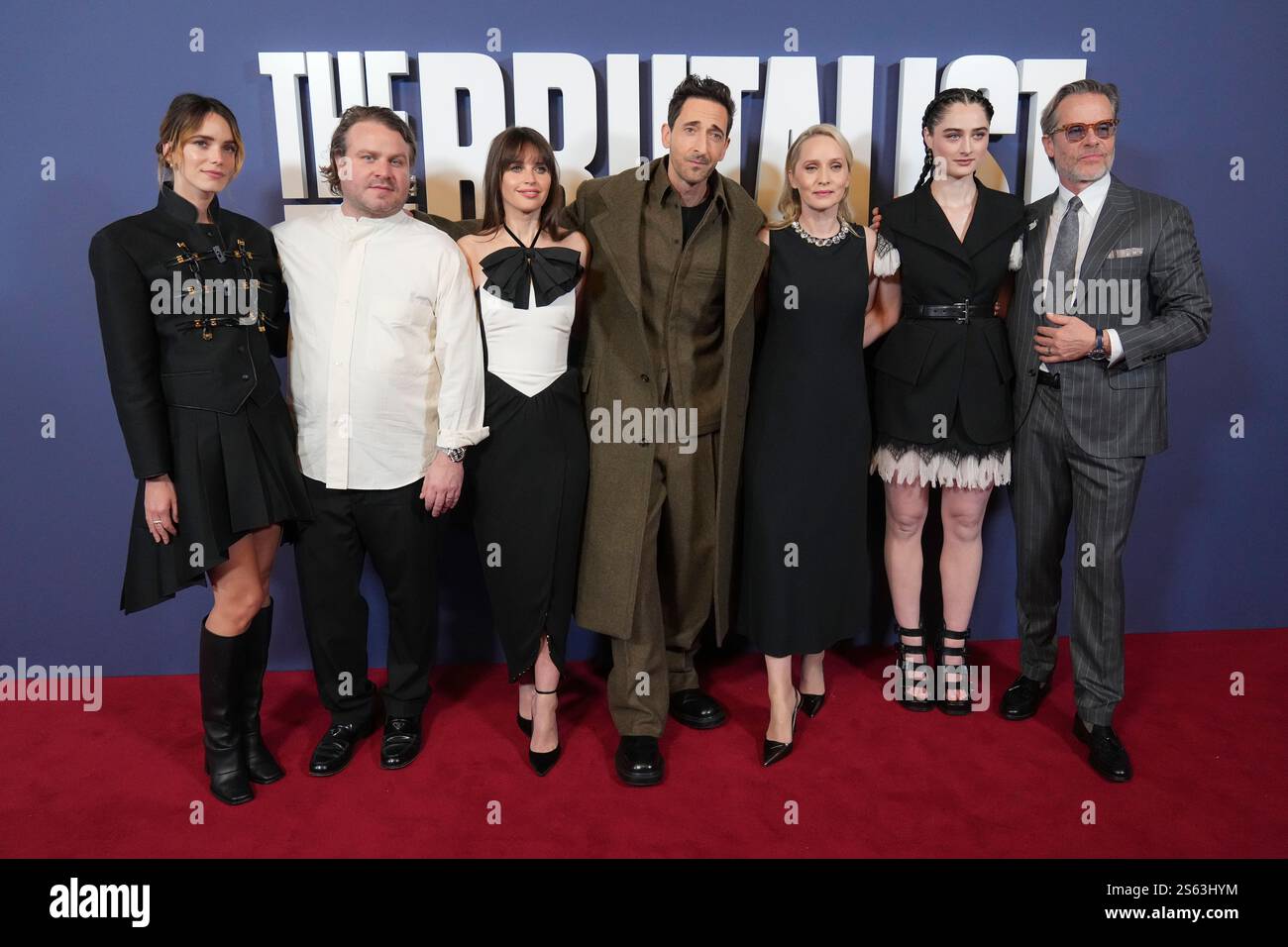 Stacy Martin, from left, Brady Corbet, Felicity Jones, Adrien Brody, Mona Fastvold, Raffey ...