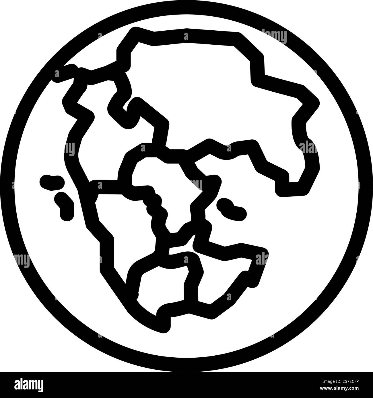 vettore dell'icona della linea della mappa del continente terrestre ...