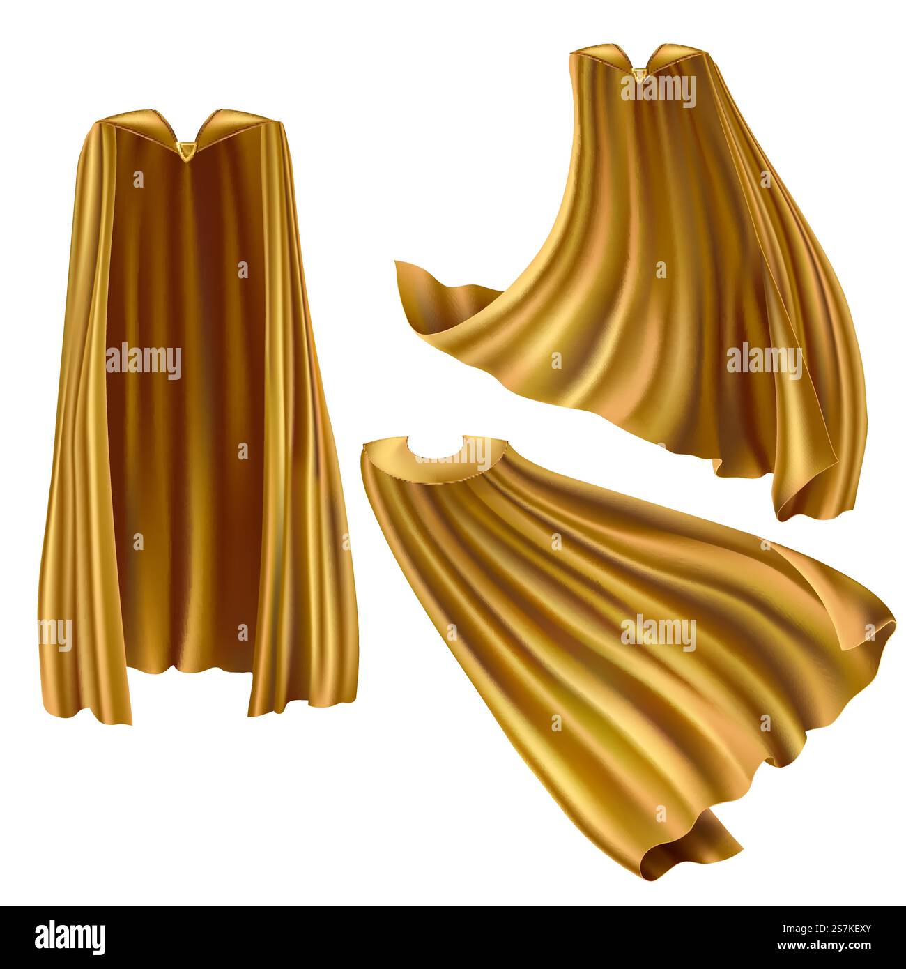 mantello supereroe dorato, mantello con spilla triangolare vista ...