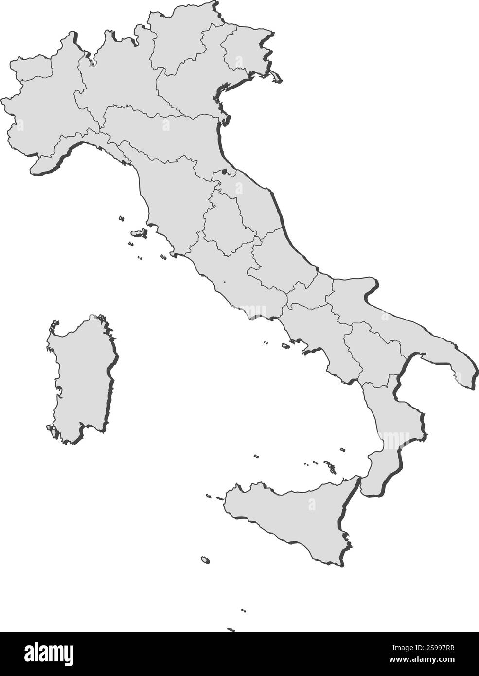 Italia 3d mappa con confini di regioni Foto e Immagini Stock in Bianco ...