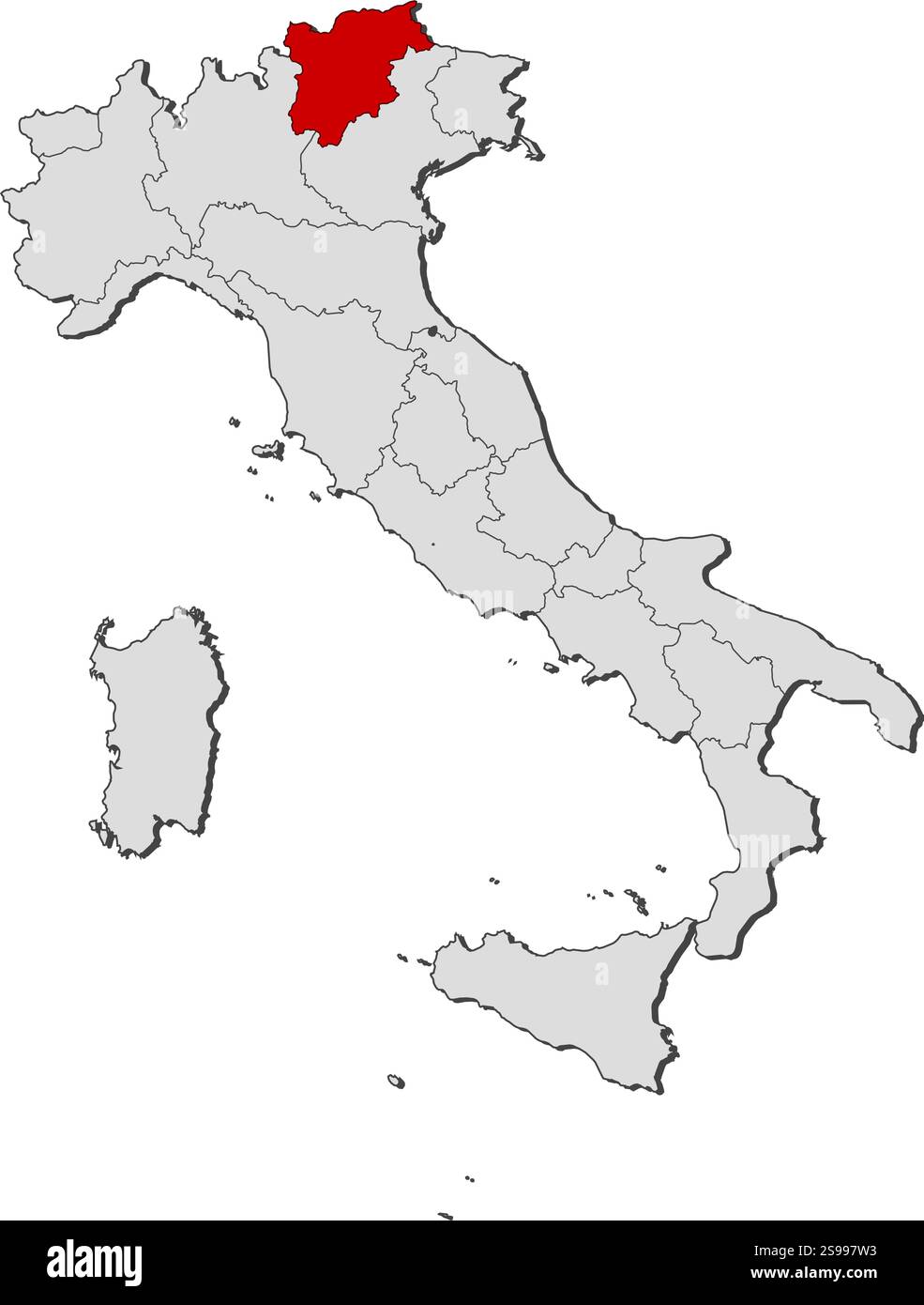 Trentino alto adige cartina politica immagini e fotografie stock ad ...