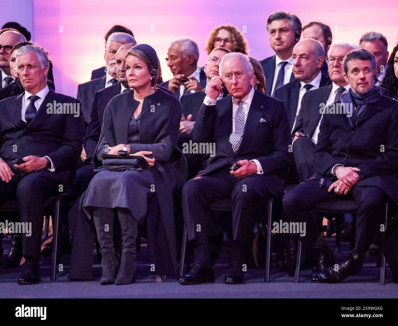 Oswiecim, Polonia, 27 gennaio 2025. Re Filippo del Belgio, la regina ...