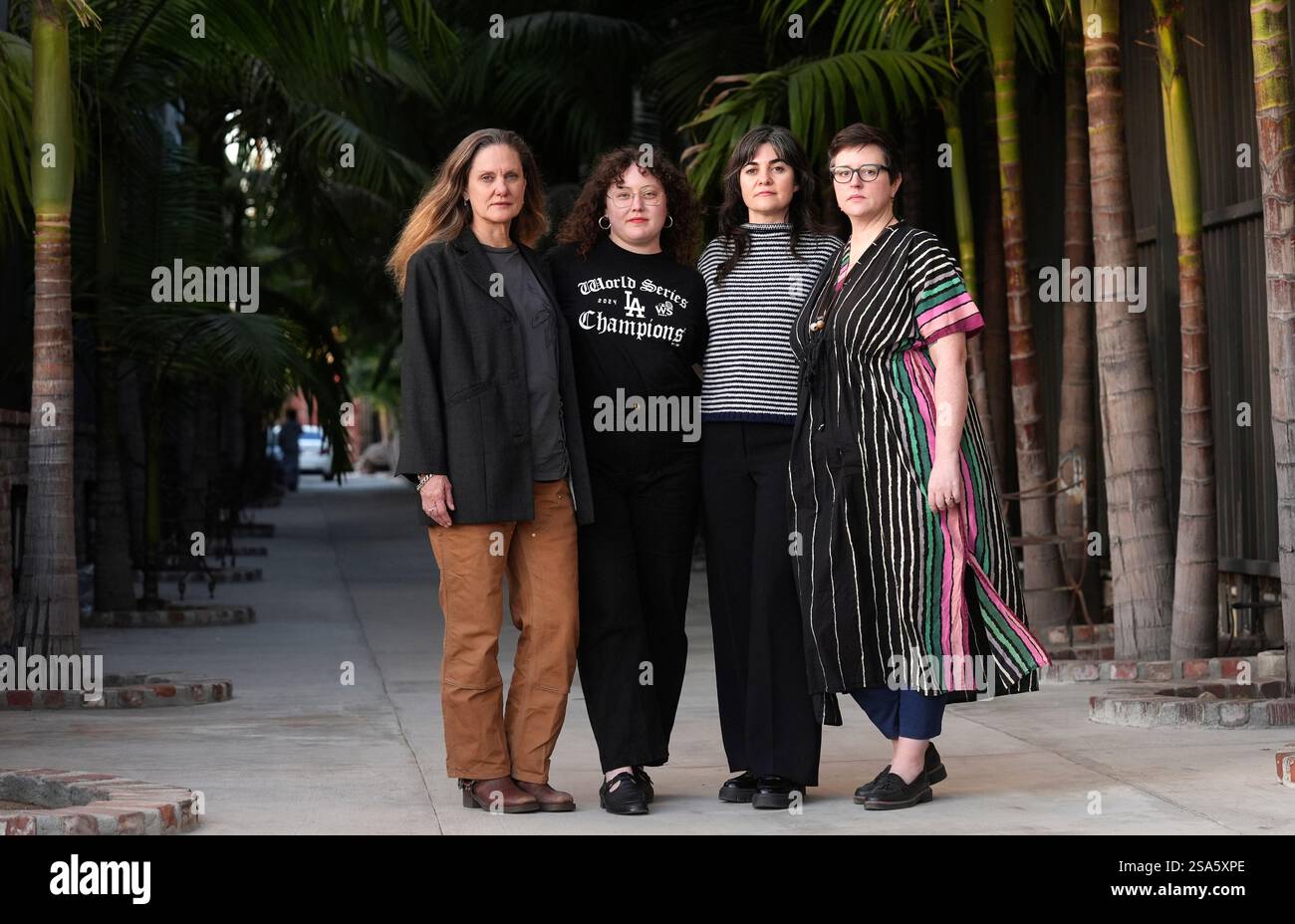 Artist Andrea Bowers, from left, gallery directors Olivia Gauthier and ...