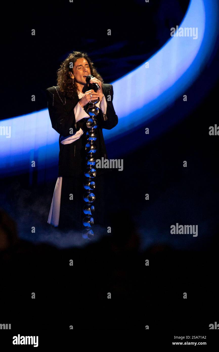Singer Lucas Bun performs during the first semi-final of Benidorm Fest ...