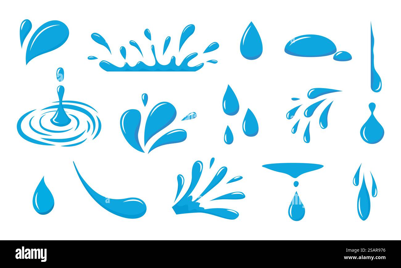 Icona goccia d'acqua. Gocce di pioggia blu e logo Droplet. Grafico ...