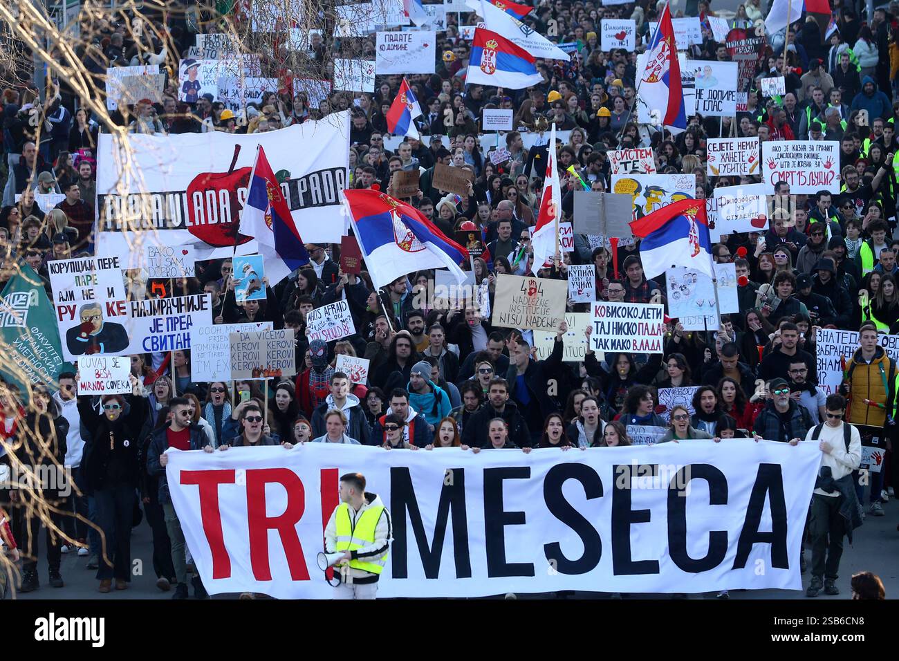 People march during a protest over the collapse of a concrete canopy ...