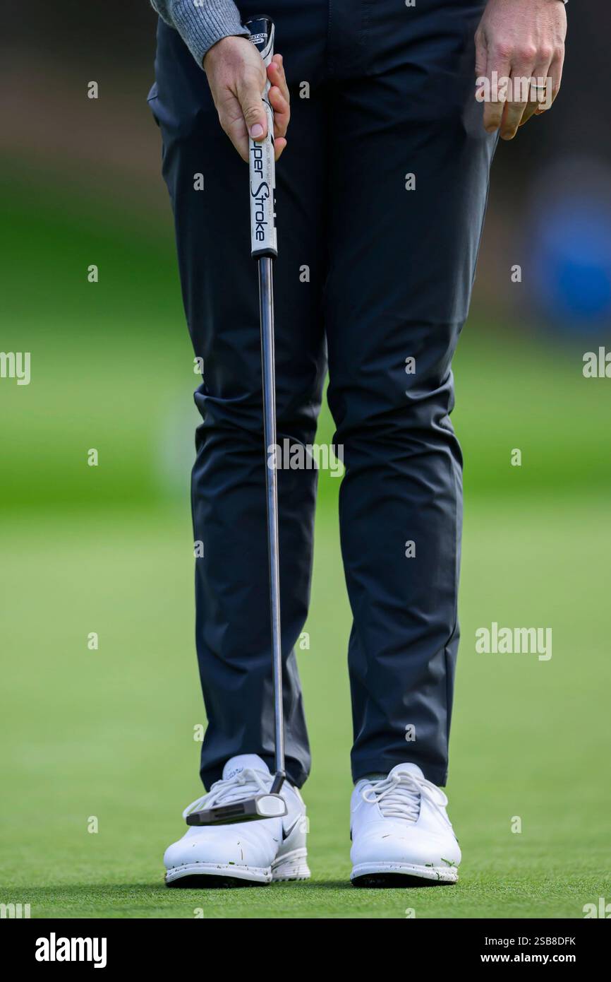 PEBBLE BEACH, CA - JANUARY 30: Rory McIlroy holds his putter during ...