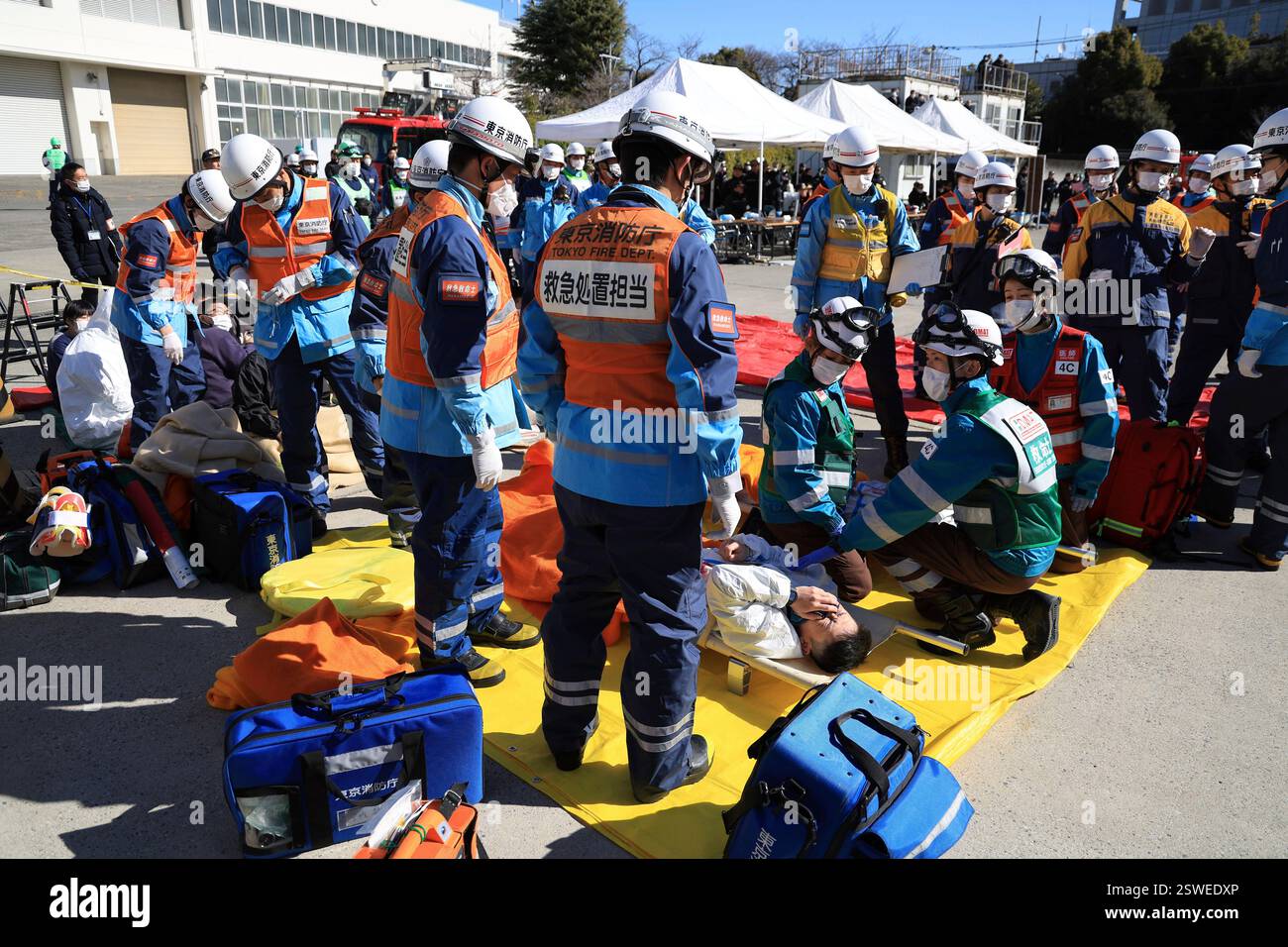 A training for terrorist tactics is conducted by Tokyo Fire Department ...