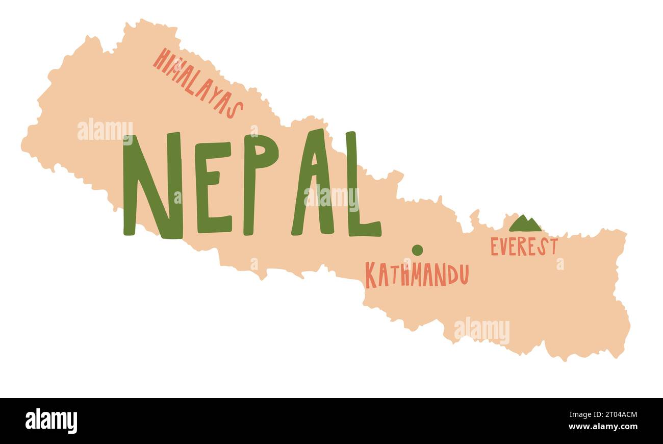 Nepal political map capital kathmandu Immagini Vettoriali Stock - Alamy
