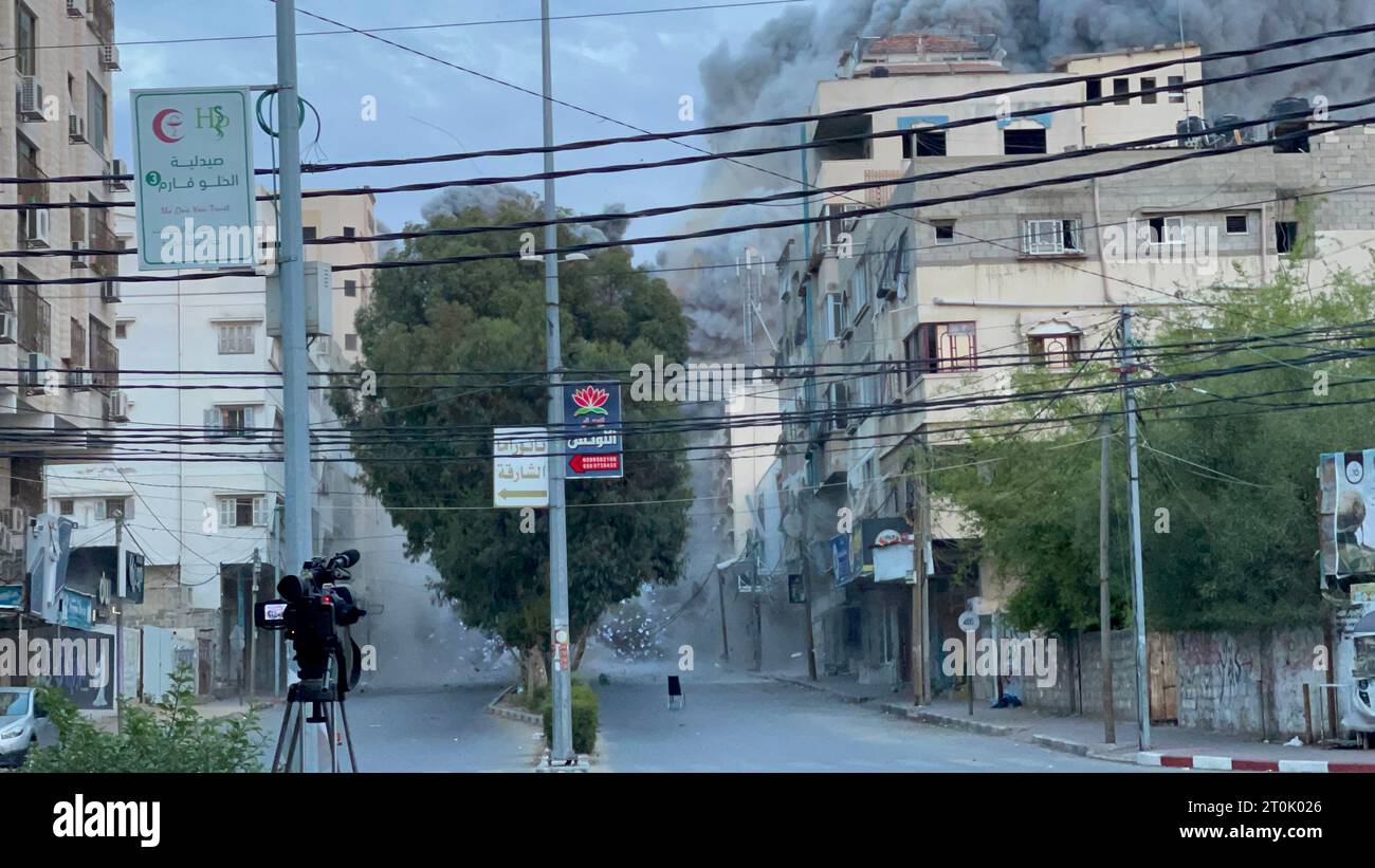 Gaza, Palestina. 7 ottobre 2023. (INT) la Torre della Palestina a Gaza ...