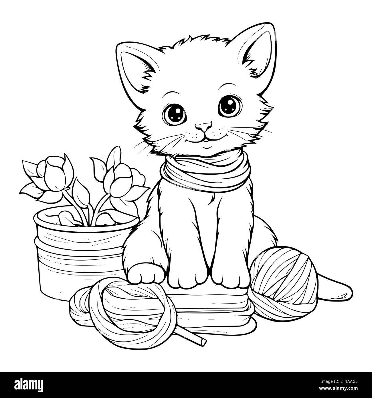 Disegni da colorare di gatti carini facili immagini e fotografie stock ...