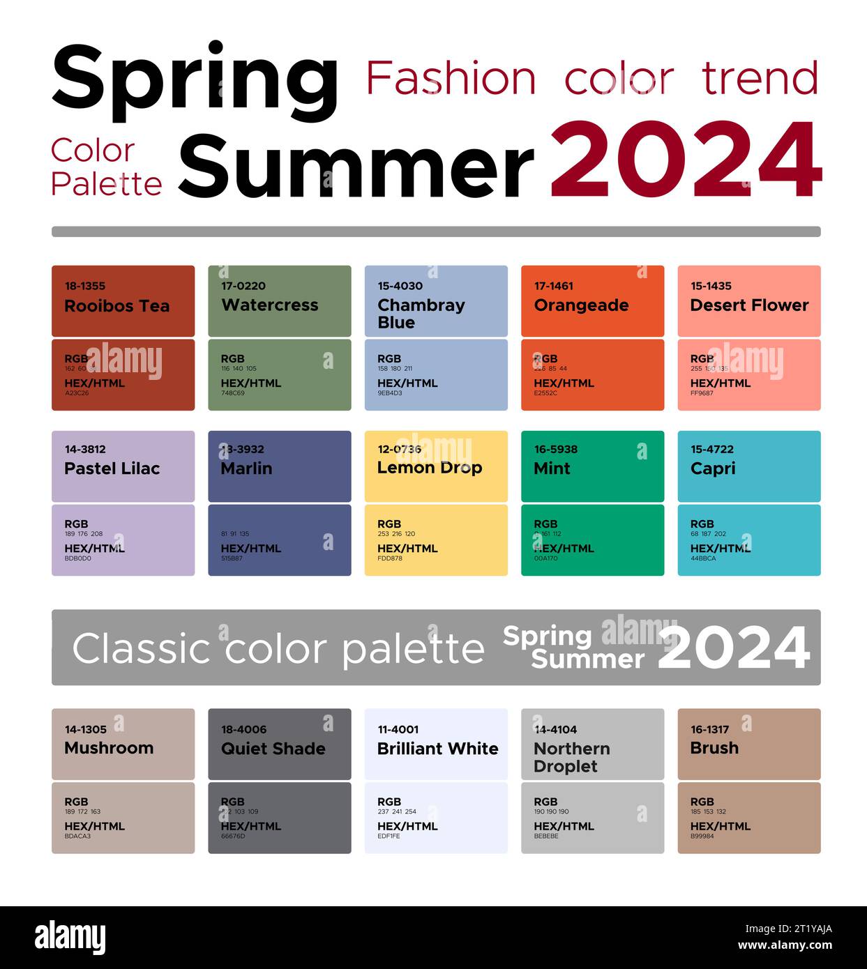 Tendenze del colore della moda Primavera Estate 2024. Guida ai colori ...