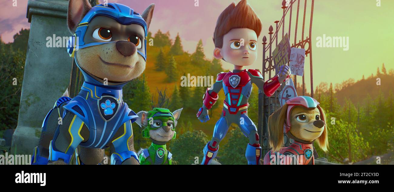 PAW PATROL: THE MIGHTY MOVIE, from Left: Chase (voce: Christian Convery ...