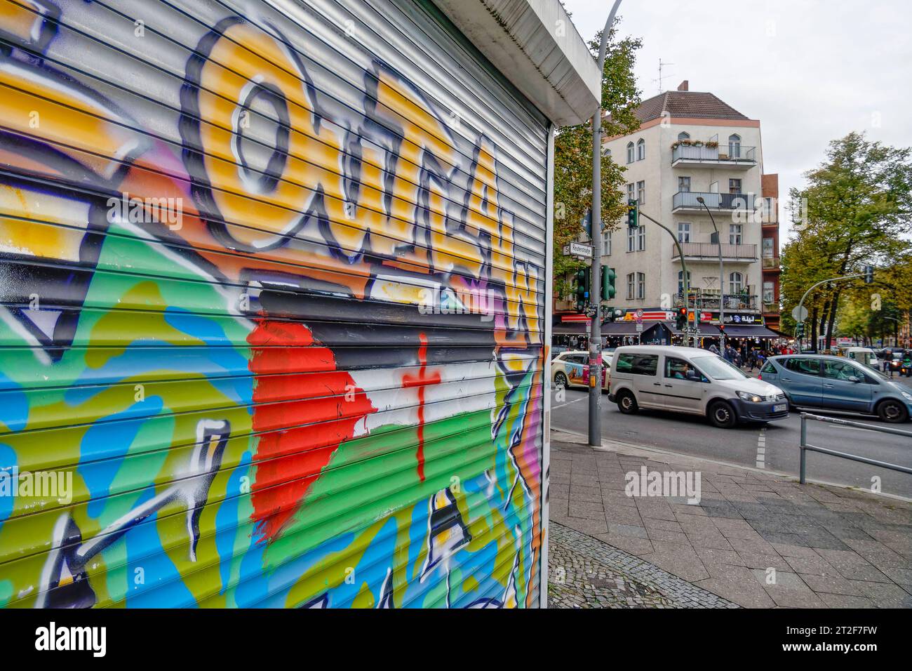 Graffiti mit Palästinerser Symbolen am Brennpunkt der Krawalle ...
