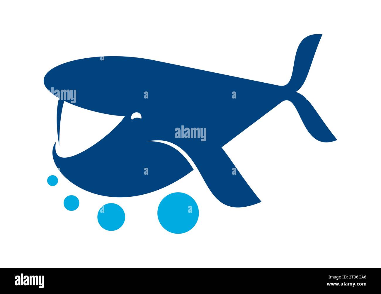 Icona dei cartoni animati di balena blu, mare, animali marini oceanici ...