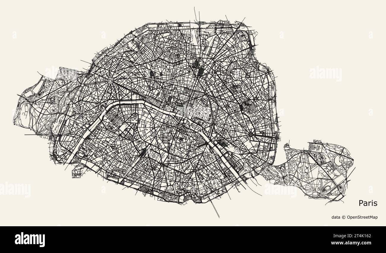 Una mappa aerea di parigi Immagini Vettoriali Stock - Alamy