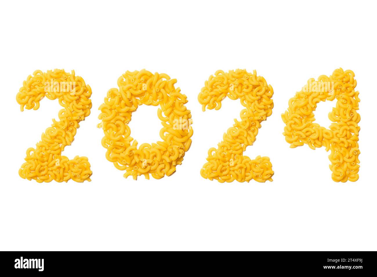 Intestazione calendario numero 2024 fatta di pasta su sfondo bianco ...