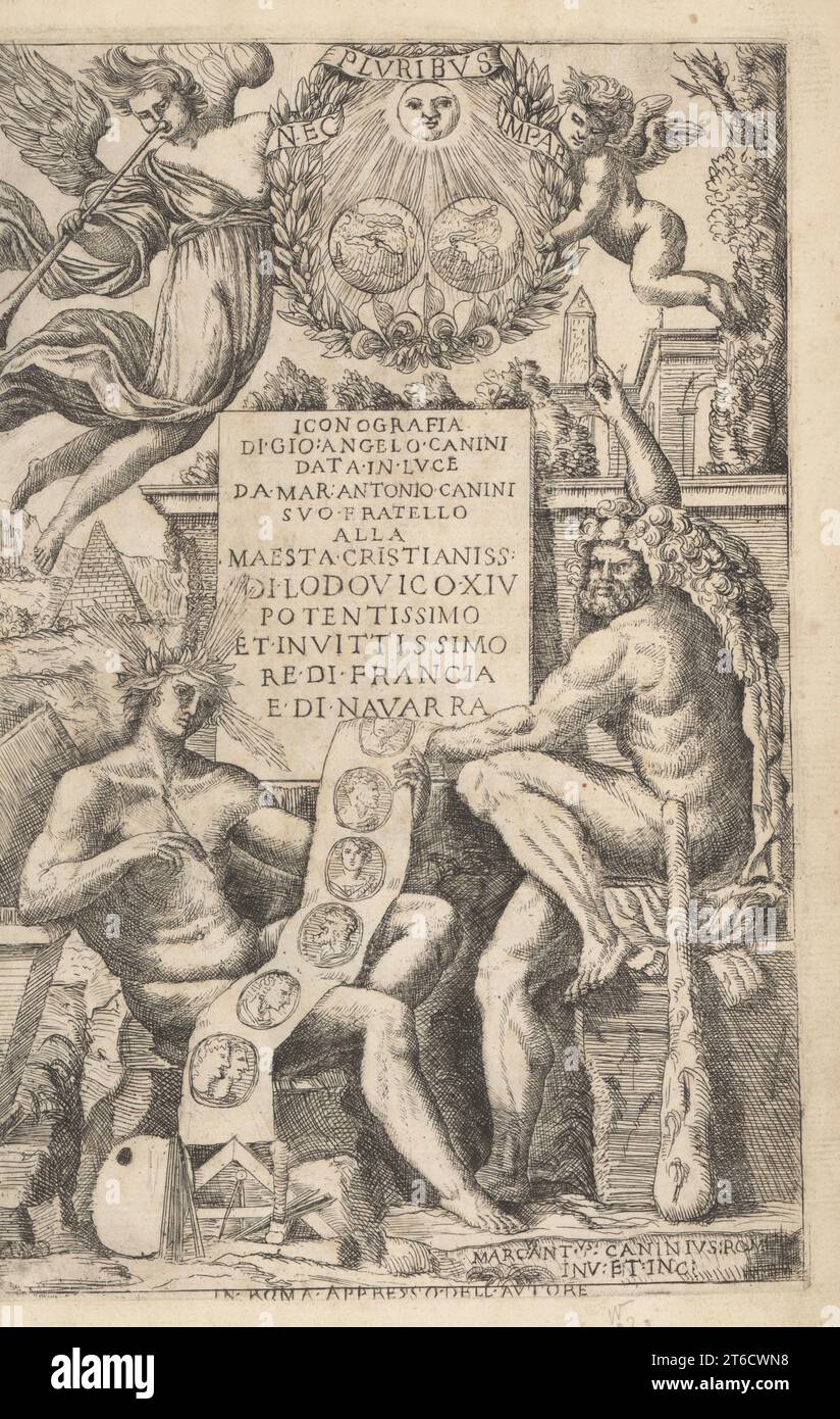 Frontespizio con figure allegoriche di Iconografia. Un angelo con ...