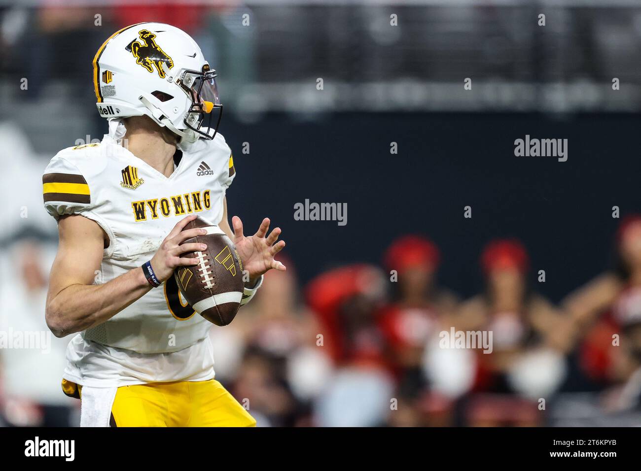 10 novembre 2023: Il quarterback dei Wyoming Cowboys Andrew Peasley (6 ...