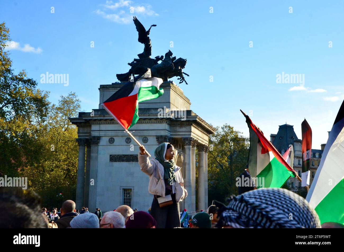 wellington arch;scene della manifestazione di massa contro la guerra a ...