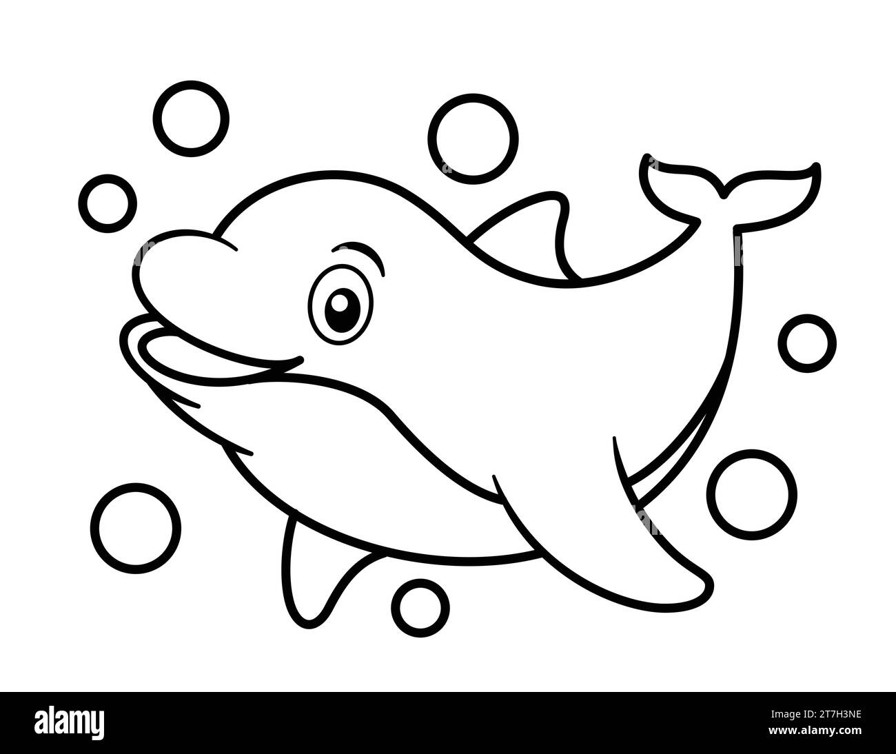 Delfino pagina del libro da colorare Immagini Vettoriali Stock - Alamy