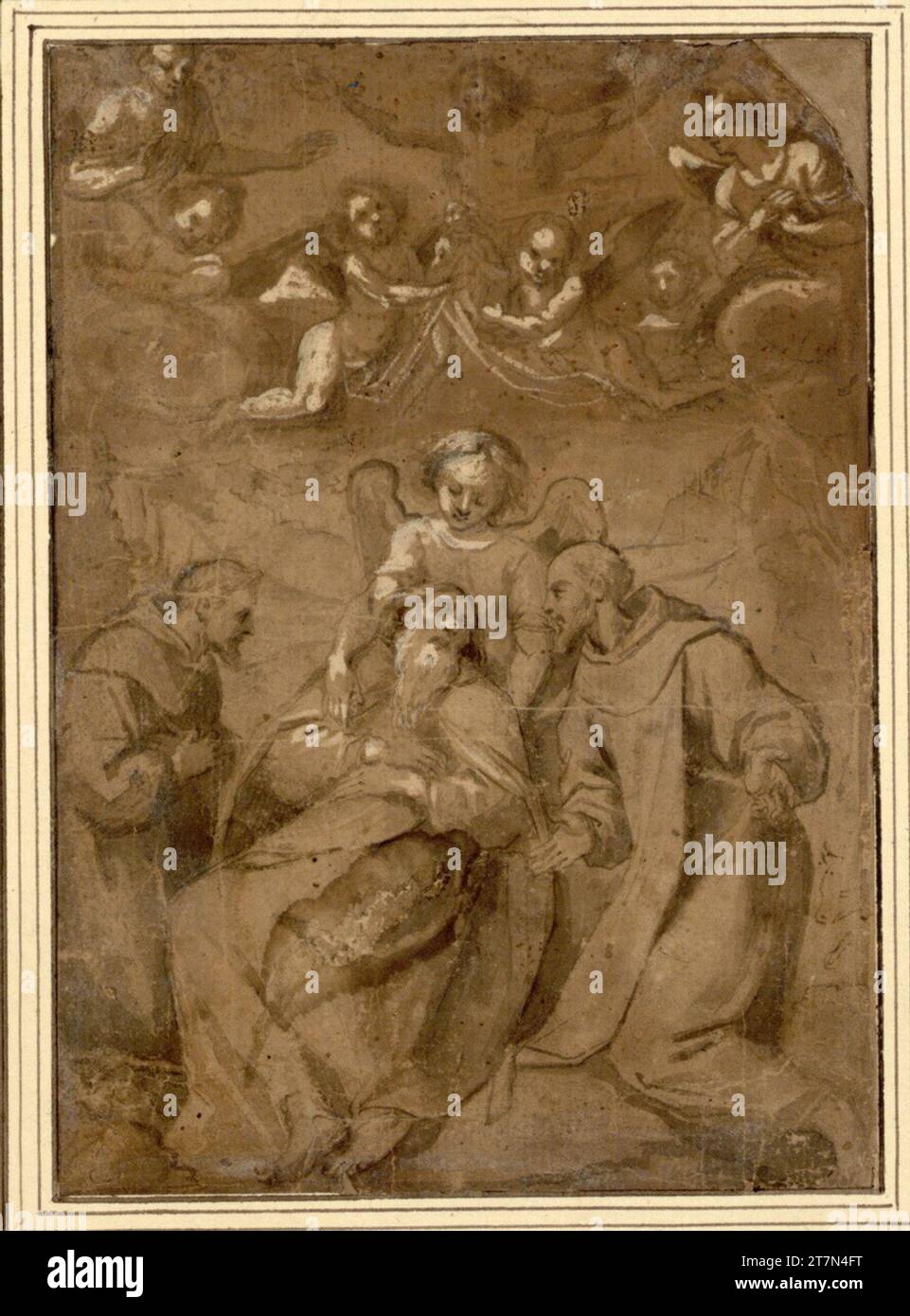 Pietro Sorri morte di S.. Antonio Abate, sostenuto da un angelo; testa ...