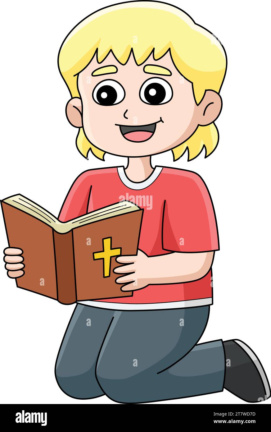 Bambino che legge la bibbia Immagini Vettoriali Stock - Alamy