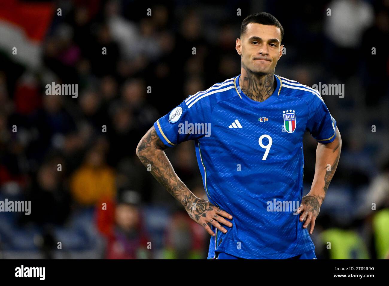 Gianluca Scamacca durante la partita di calcio del gruppo C di ...