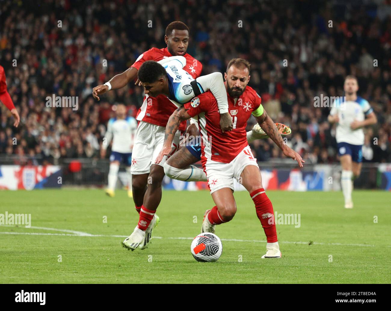 Joseph Mbong (M) Marcus Rashford (e) Steve Borg (M) alla partita di ...
