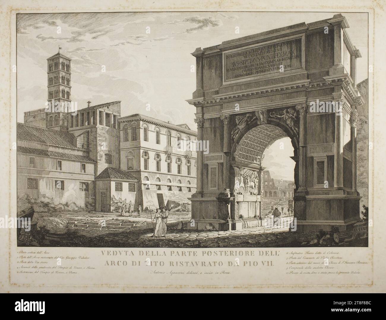 Veduta dell'Arco di Tito restaurato da Pio VII, Antonio Acquaroni, ca ...