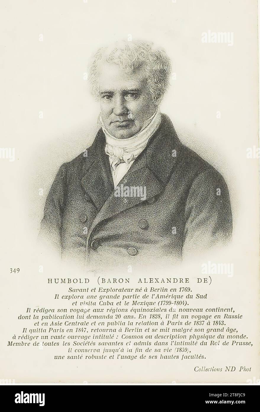 cartolina. 349. HUMBOLD (BARONE ALEXANDRE DE), studioso ed esploratore ...