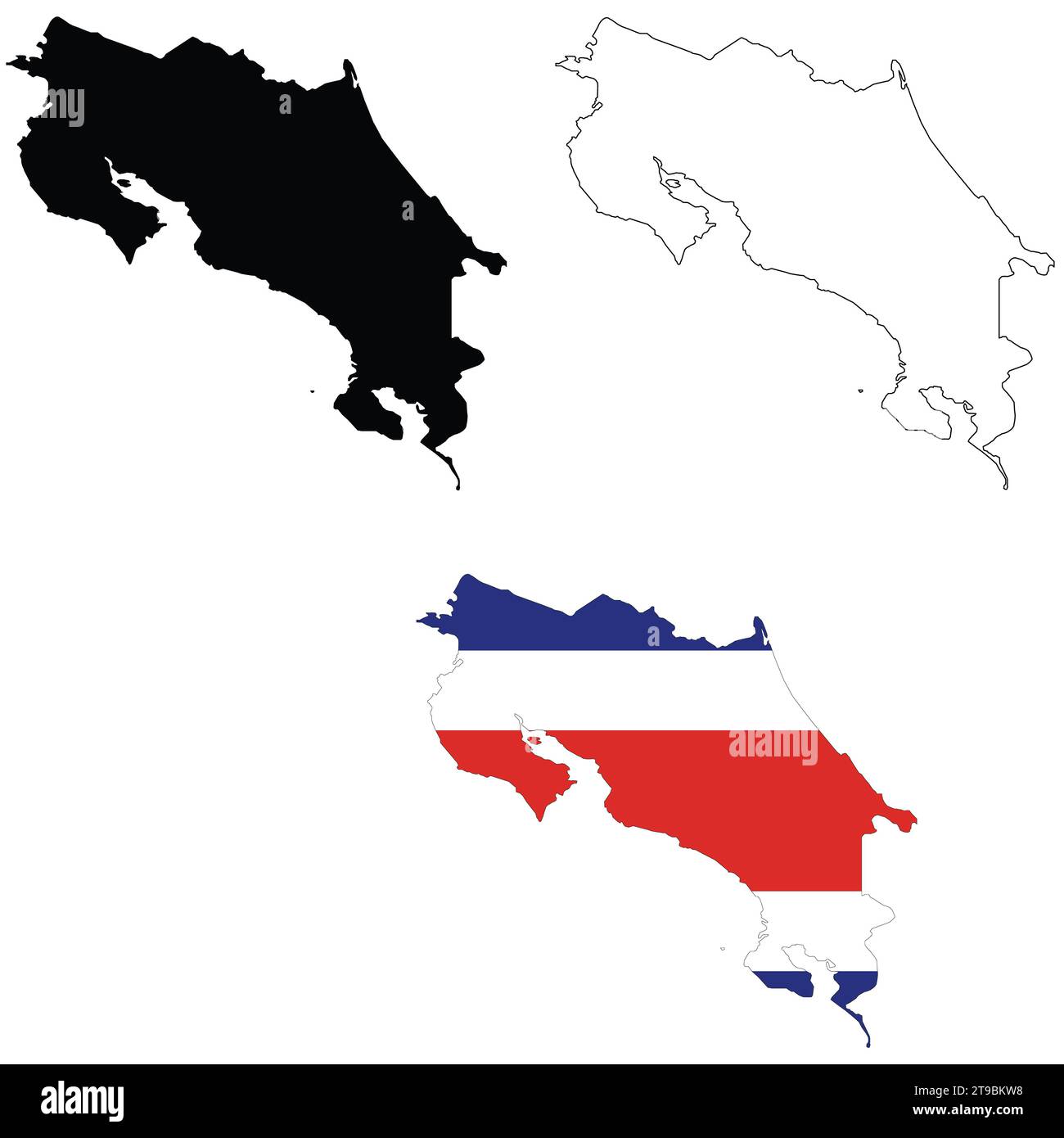 Mappa della Costa Rica. Mappa Costa Rica. Bandiera del territorio delle ...