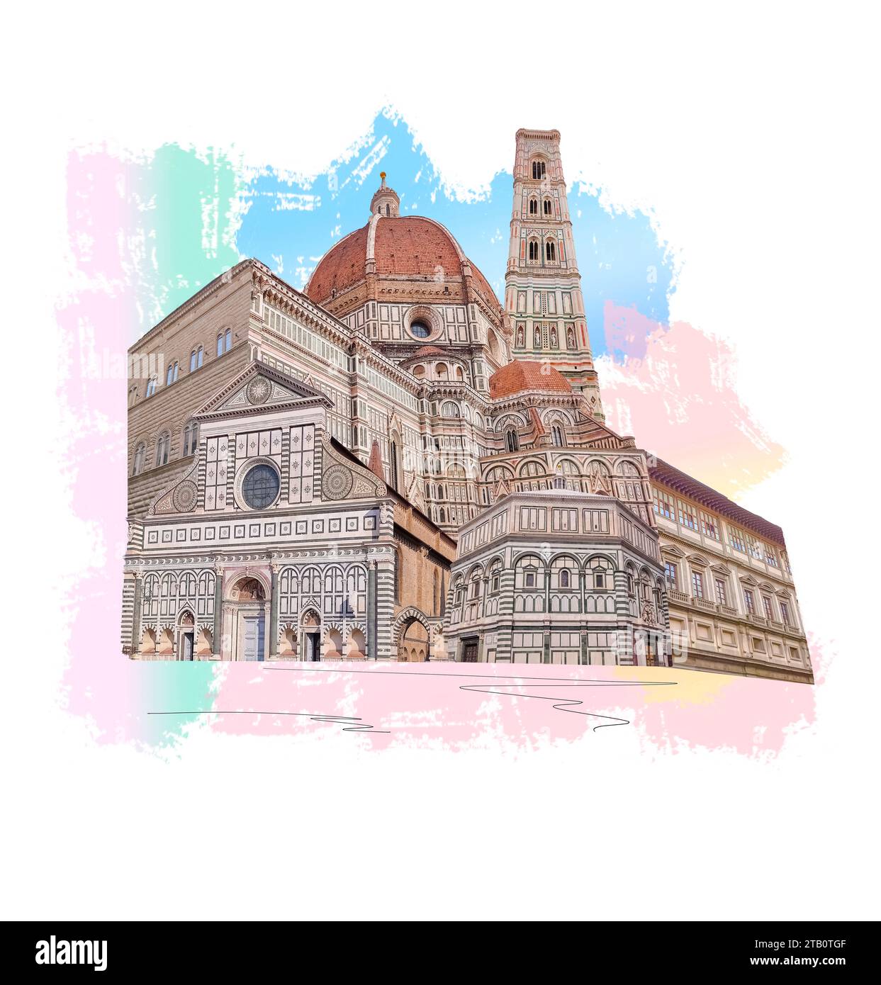 Collage di monumenti storici di Firenze, Italia. Basilica di Santa ...