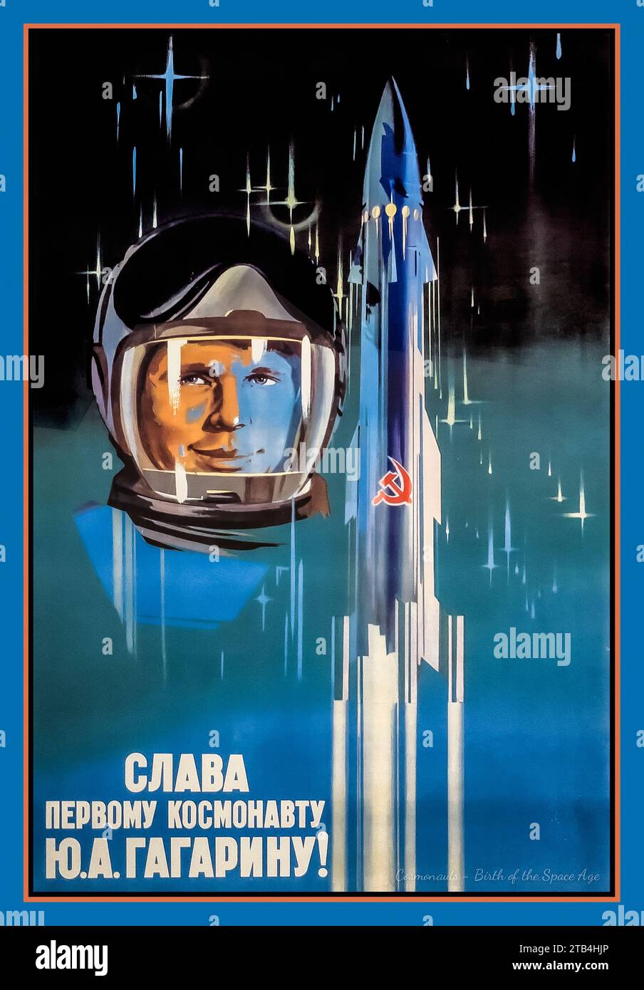 YURI GAGARIN Vintage 1960 URSS Russian Space Race Propaganda poster 'GLORIA AI PRIMI cosmonauti ...