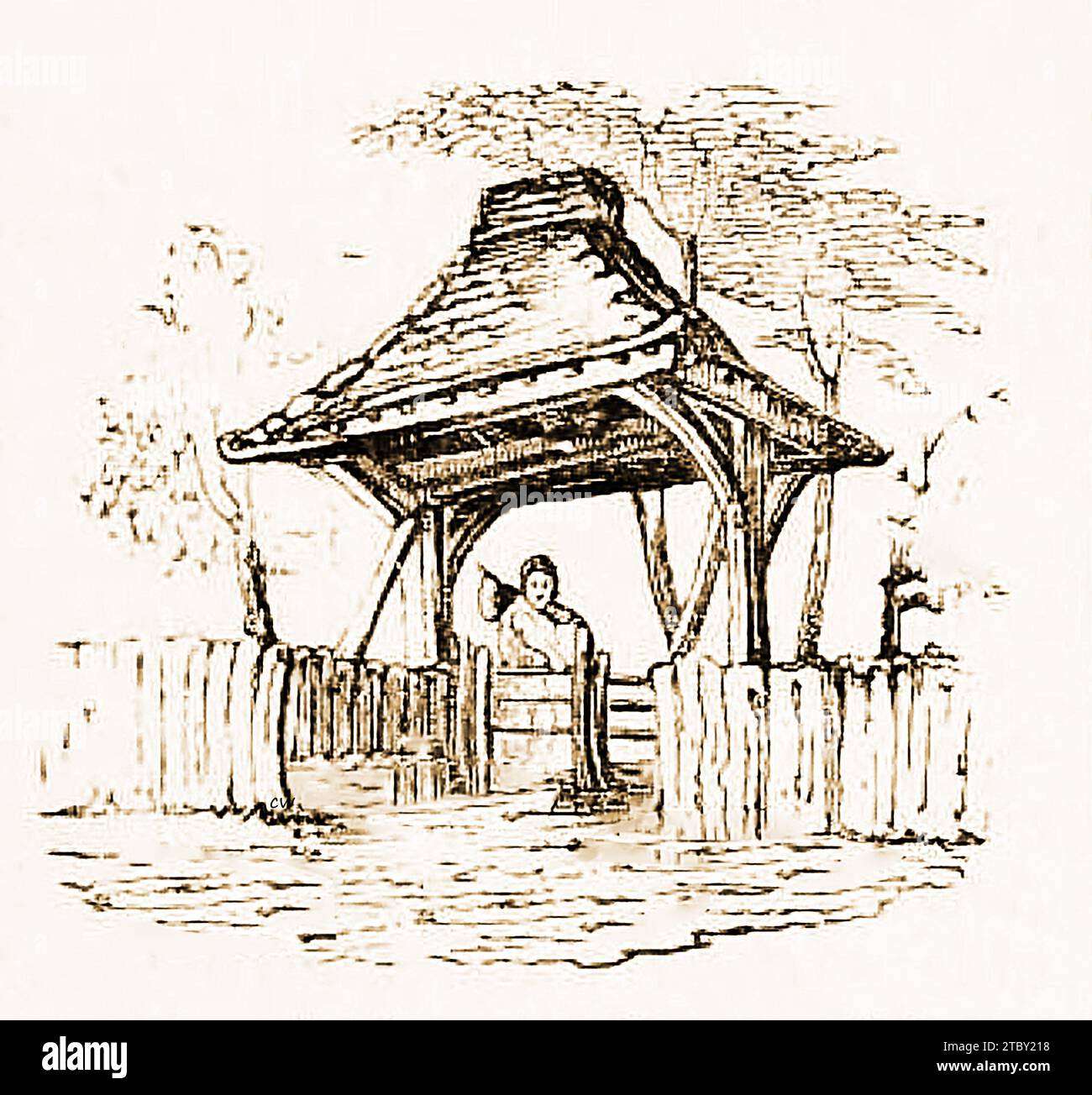 Un tipico cancello dei cadaveri del XIX secolo o Lych all'entrata di un ...