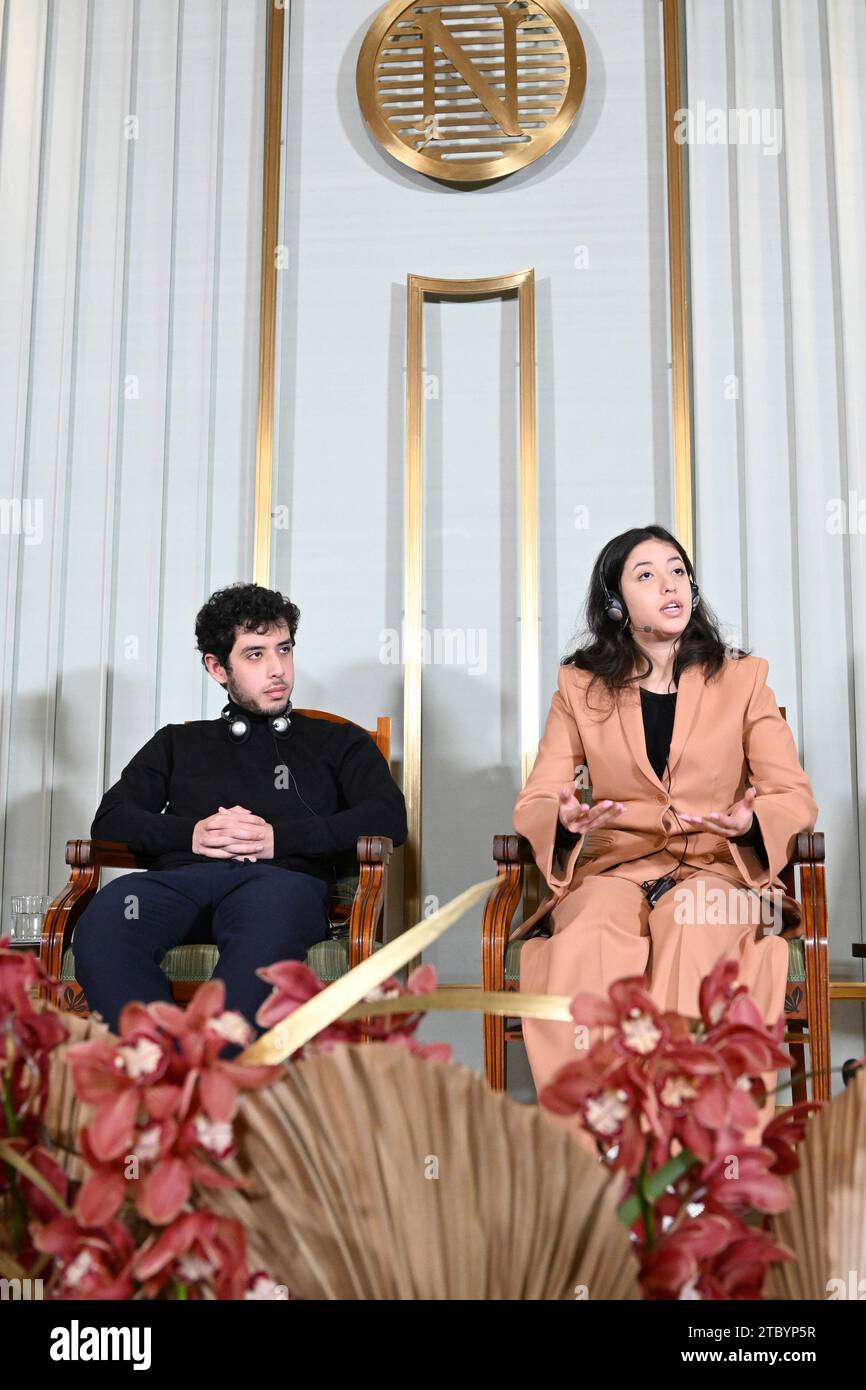 Oslo, Norvegia. 9 dicembre 2023. Ali Rahmani e Kiana Rahmani, figli del ...