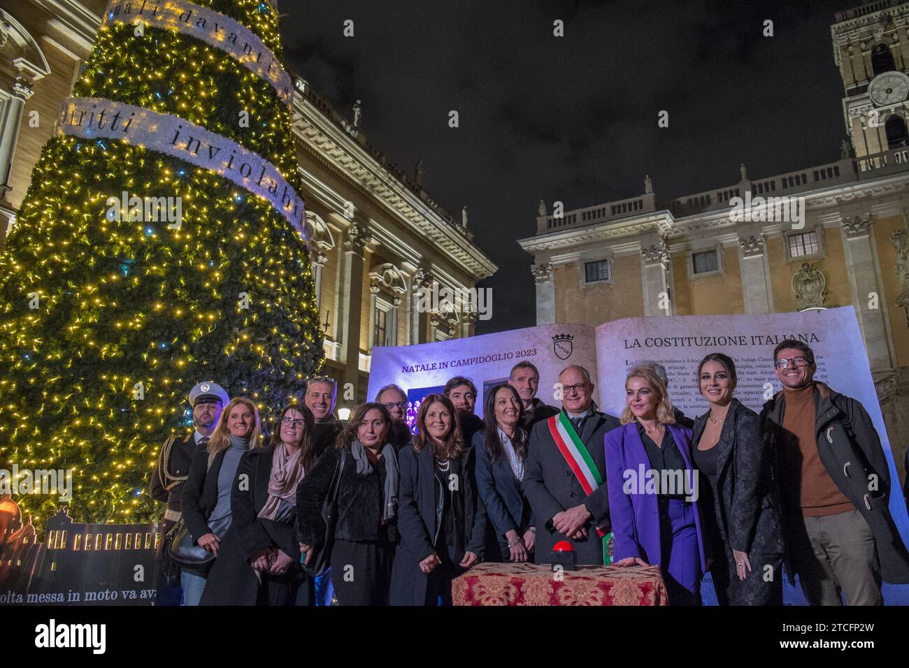 12/12/2023 Roma, in piazza del Campidoglio l'albero di Natale dedicato alla Costituzione ...