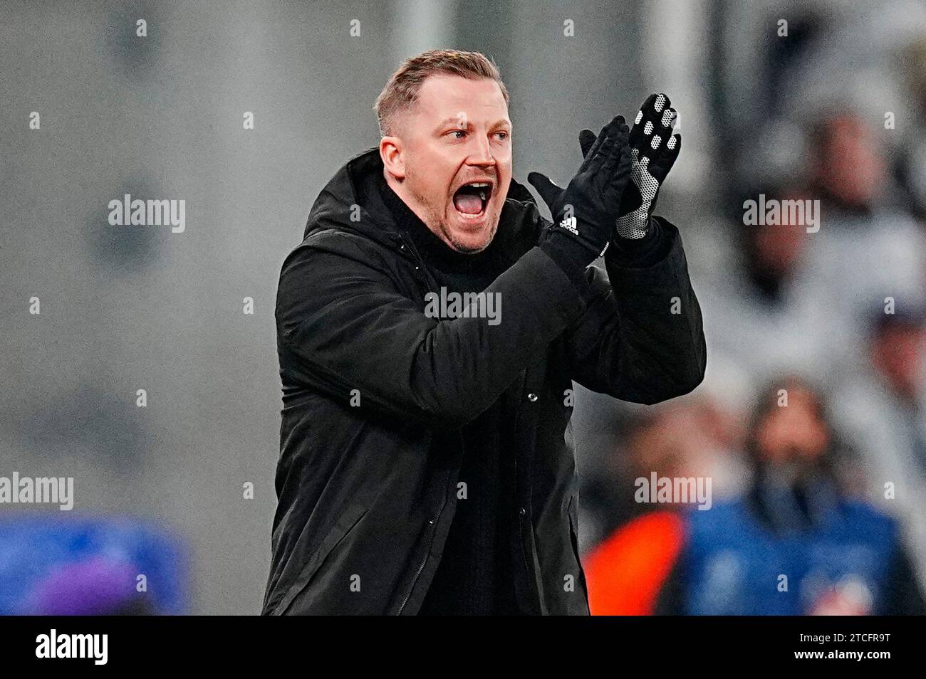 L'allenatore del Copenhagen Jacob Neestrup durante la partita di ...