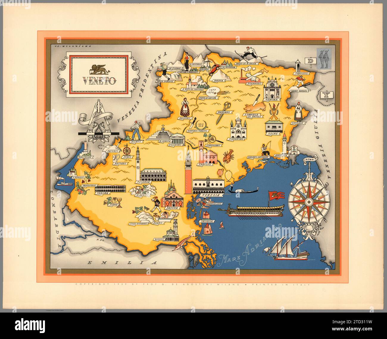 Mappa illustrata del veneto immagini e fotografie stock ad alta ...