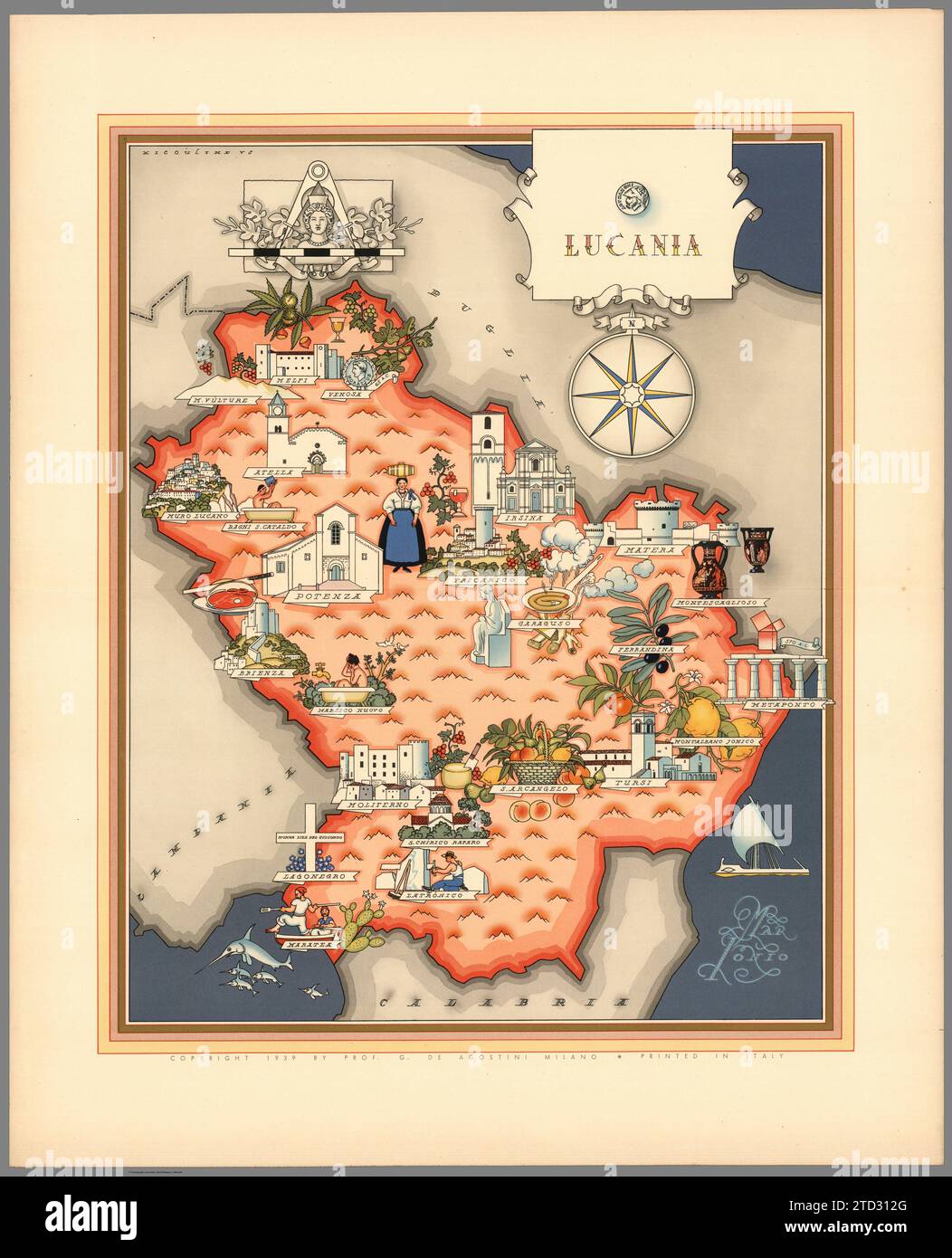 Mappa illustrata della lucana immagini e fotografie stock ad alta ...