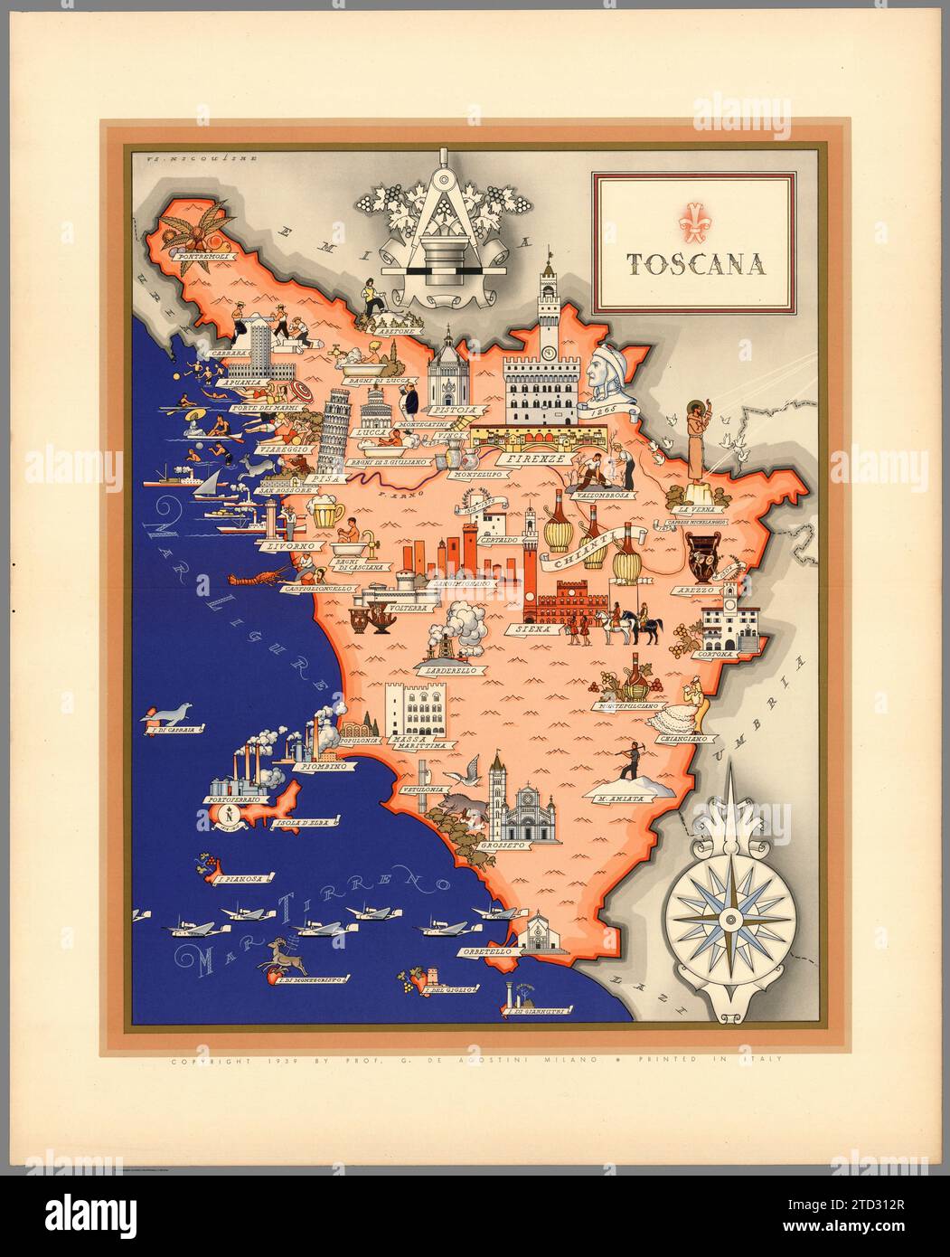 Mappa della regione toscana immagini e fotografie stock ad alta ...