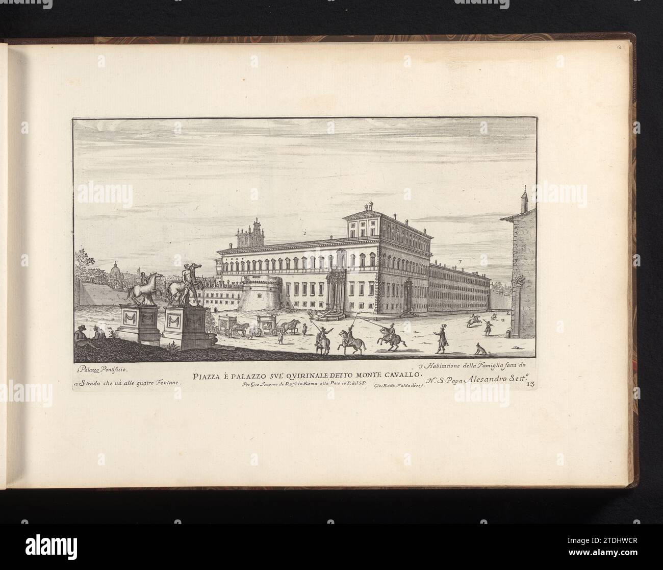 Quirinaal te Roma, Giovanni Battista fonda, 1665 veduta del colle del ...