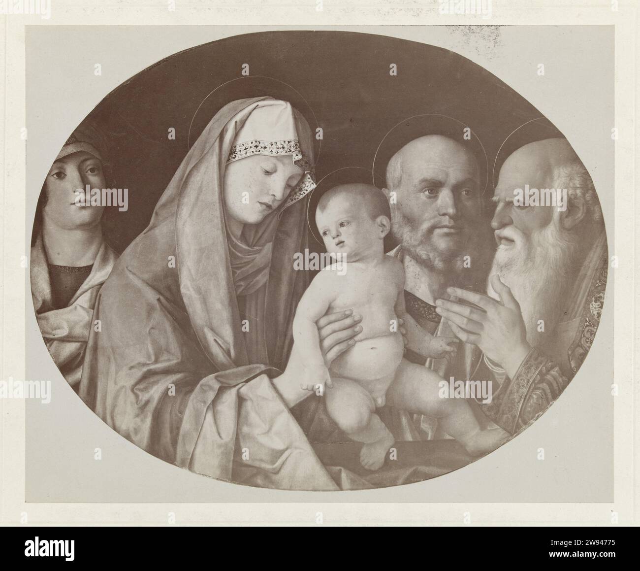 Produzione fotografica di un dipinto raffigurante Cristo, Maria, due re ...