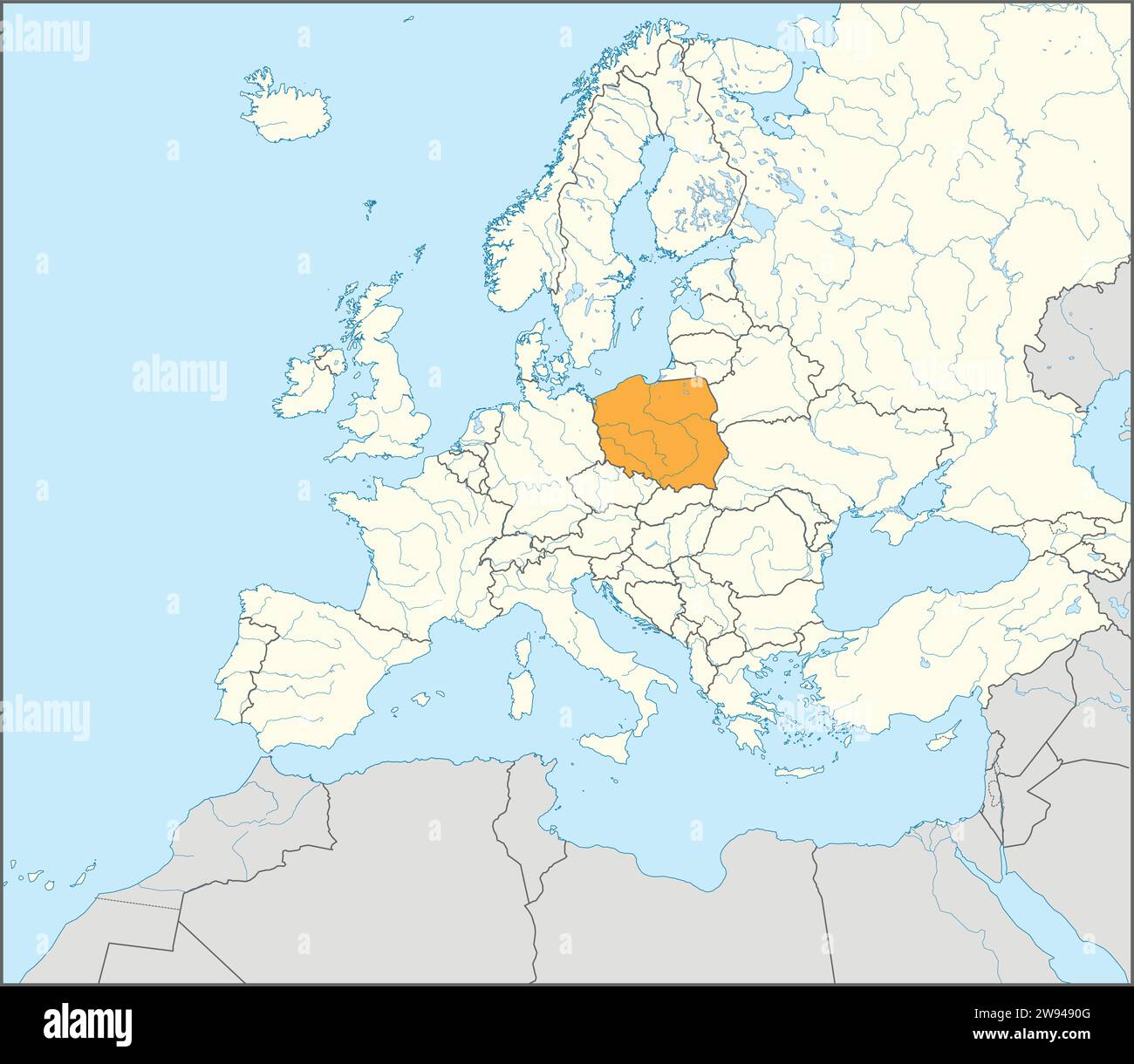 Polonia mappa fisica Immagini Vettoriali Stock - Alamy