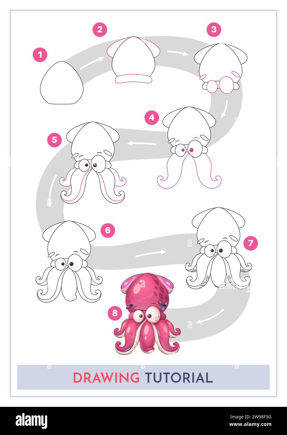 Tutorial sul disegno dei calamari immagini e fotografie stock ad alta risoluzione - Alamy