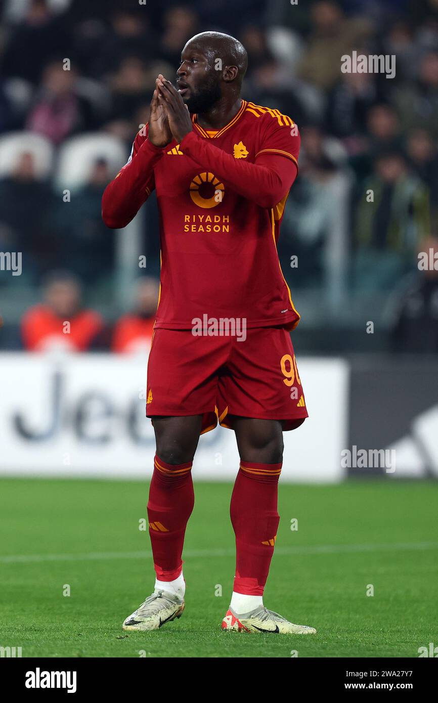 Romelu Lukaku della AS Roma gestures durante la partita di serie A tra ...