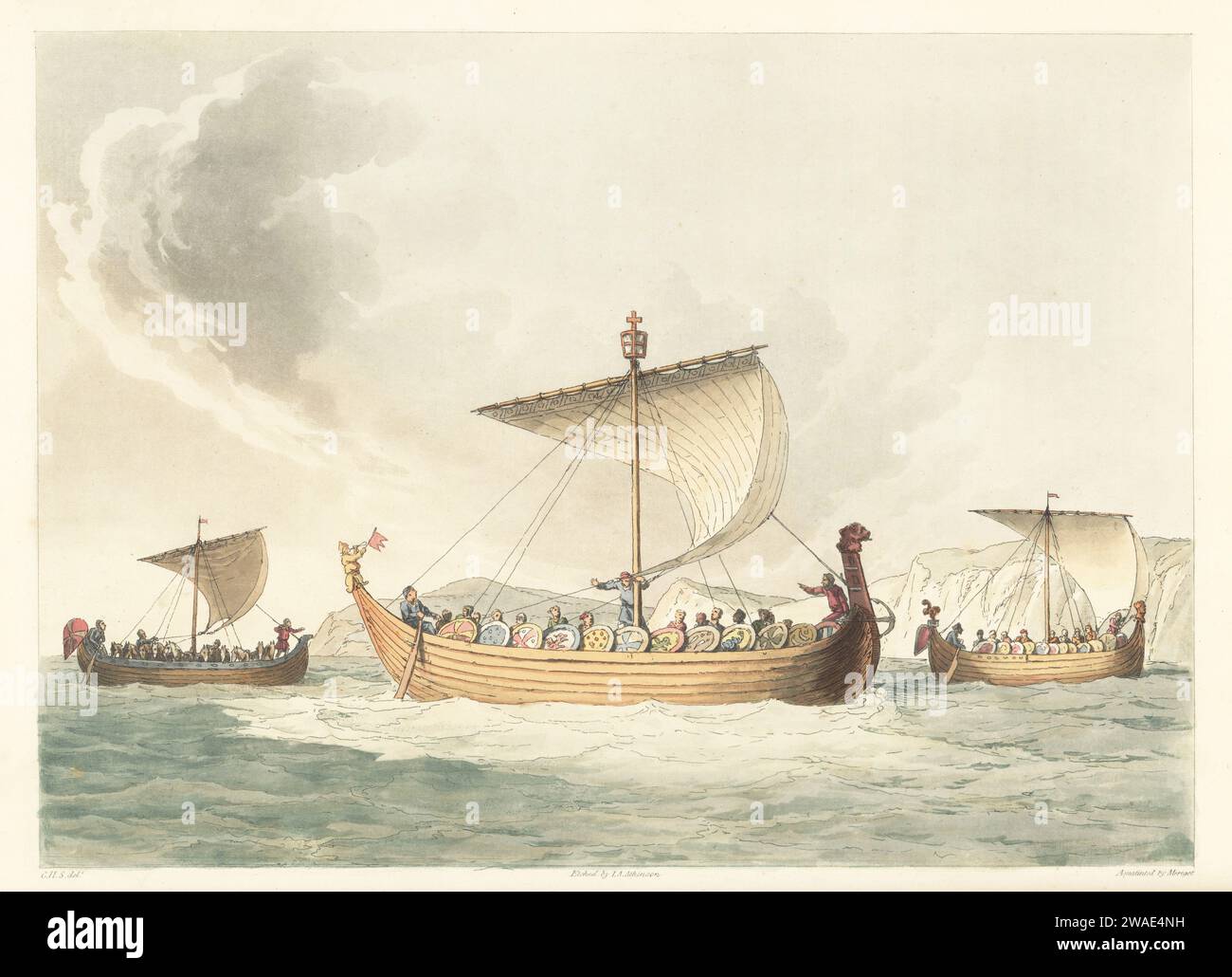 Navi a vela di Guglielmo il Conquistatore durante l'invasione navale ...