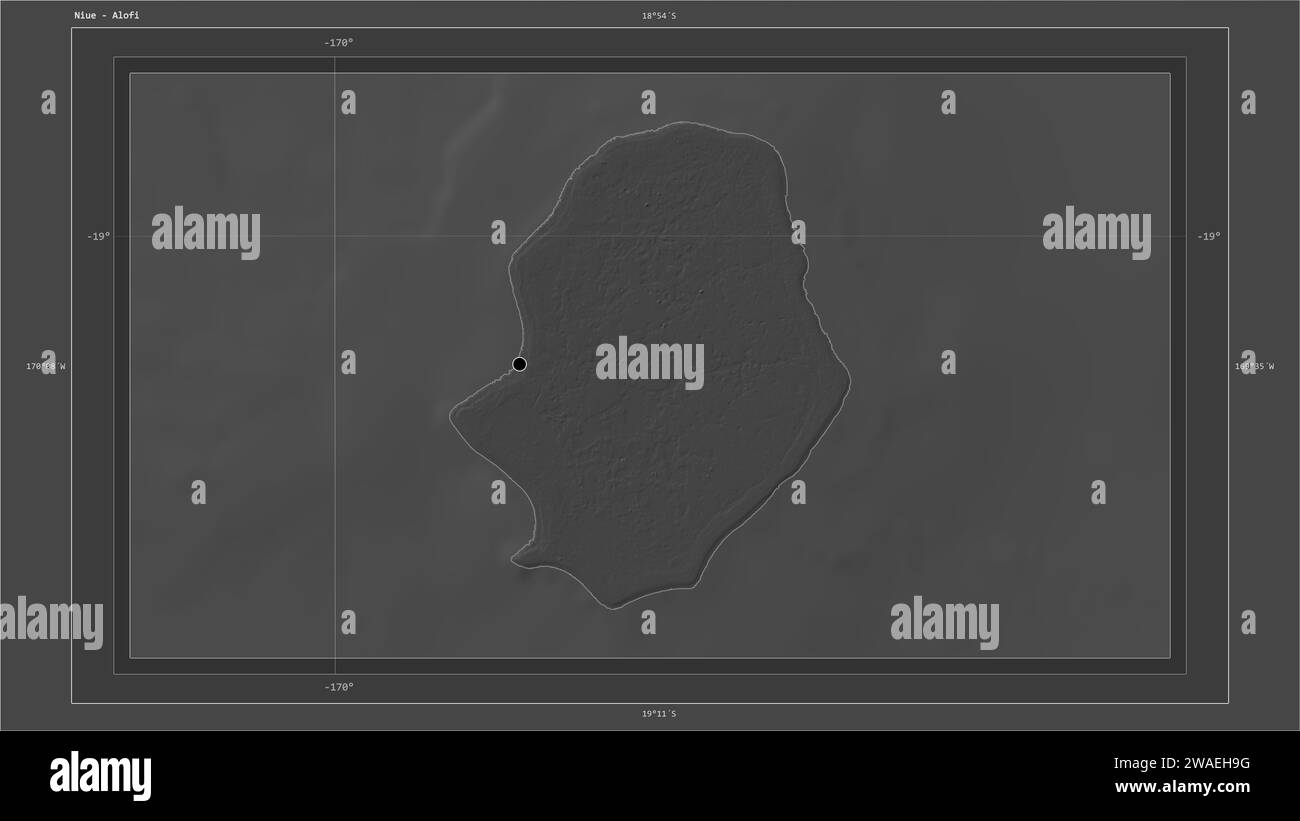 Niue è stata evidenziata su una mappa di elevazione Bilevel con mappa ...