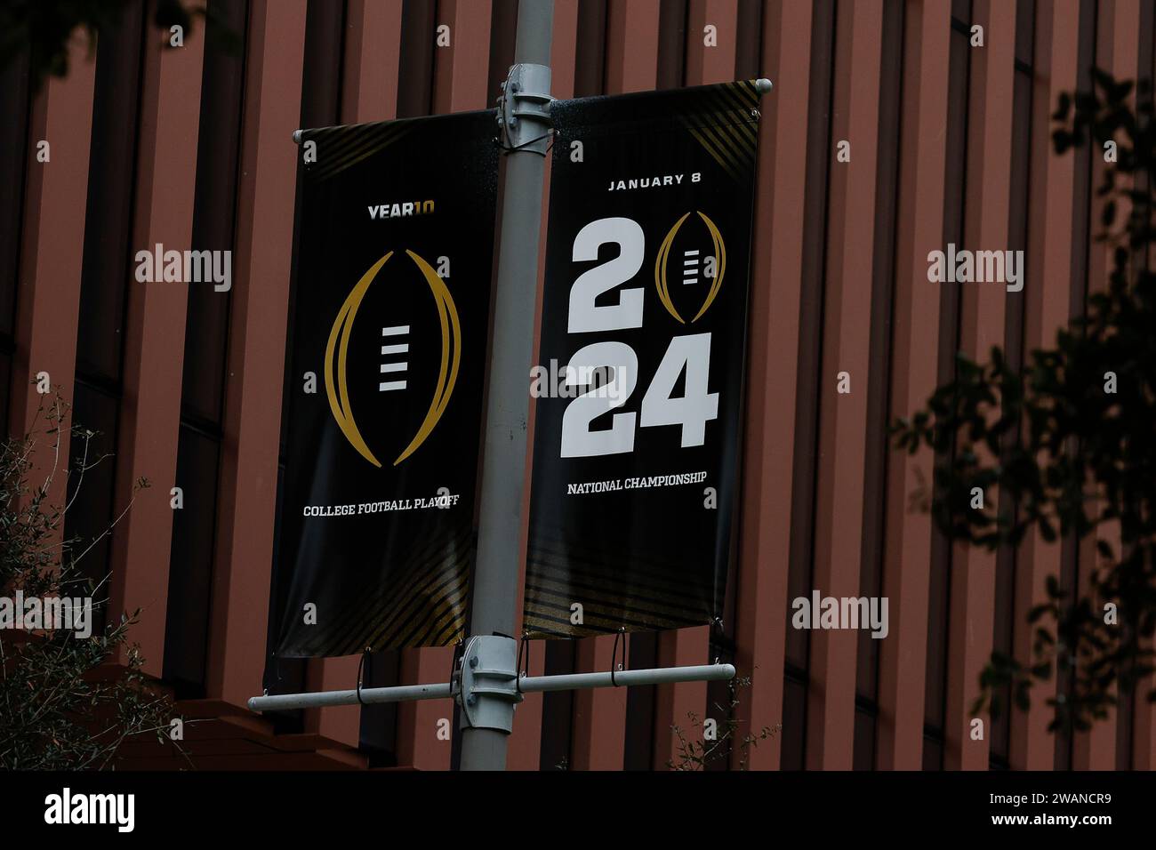 2024 CFP signage on a light pole in downtown, Wednesday, Jan. 3, 2024 ...