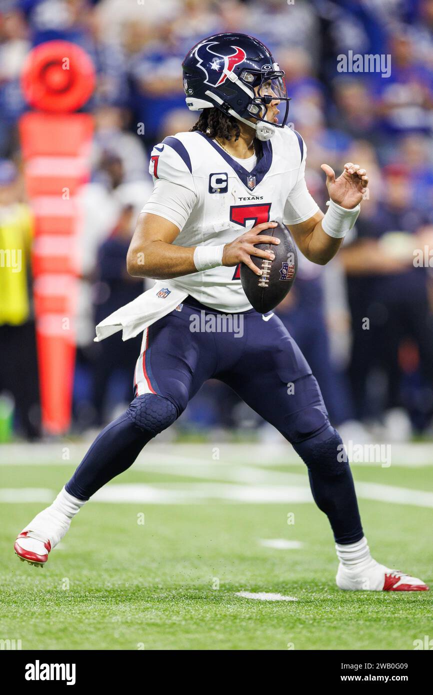 6 gennaio 2024: Il quarterback degli Houston Texans C.J. Stroud (7) passa il pallone durante la ...